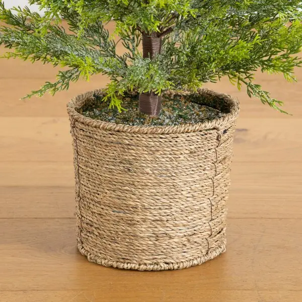 NEARLY NATURAL 4' Pre Lit Artificial Snowed Cypress Christmas Tree