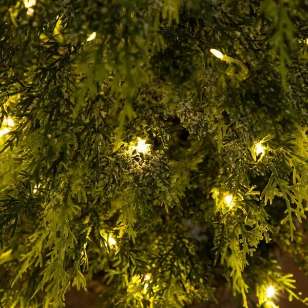 NEARLY NATURAL 5' Pre Lit Artificial Snowed Cypress Christmas Tree