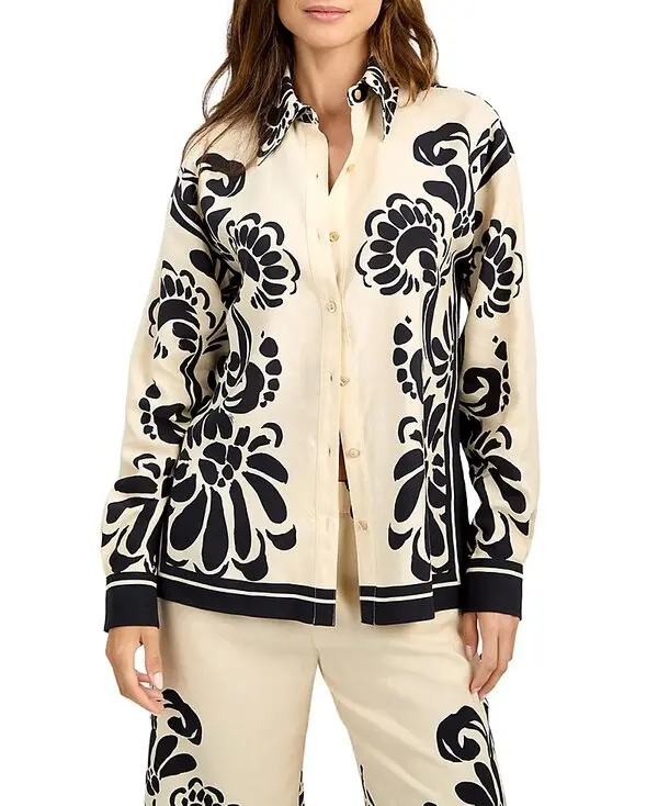 Trina Turk Long Sleeve Nivara Top - Tivoli