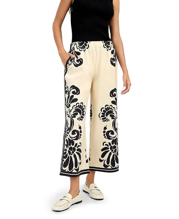 Trina Turk Cropped Wide-leg Pants With Printed Detail