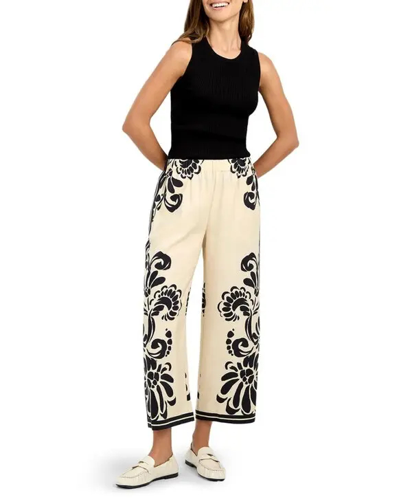Trina Turk Cropped Wide-leg Pants With Printed Detail