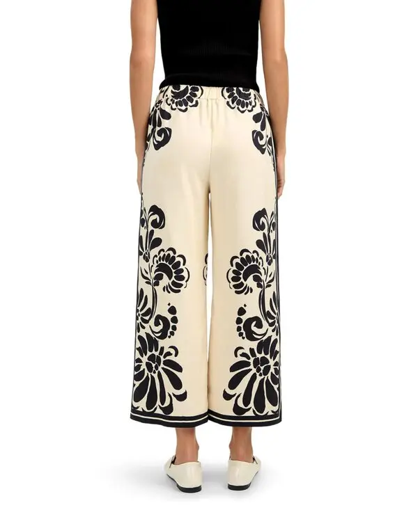 Trina Turk Cropped Wide-leg Pants With Printed Detail