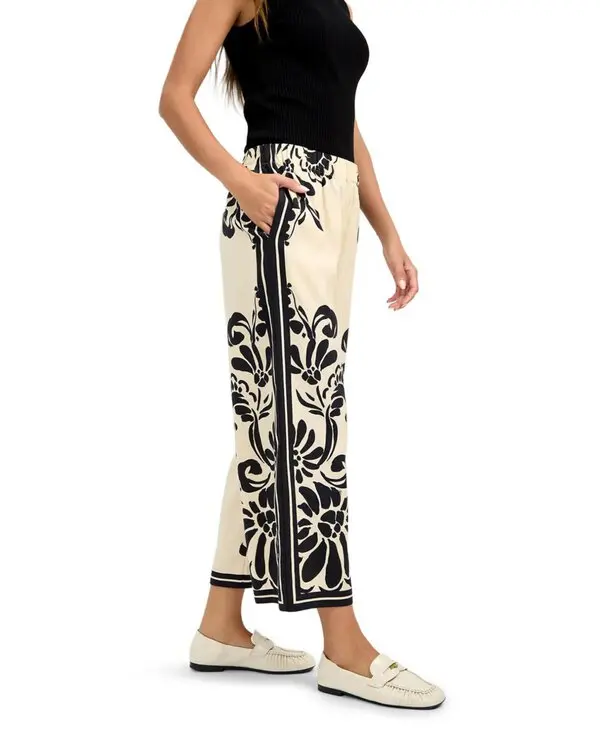 Trina Turk Cropped Wide-leg Pants With Printed Detail