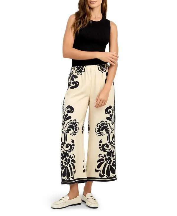 Trina Turk Cropped Wide-leg Pants With Printed Detail