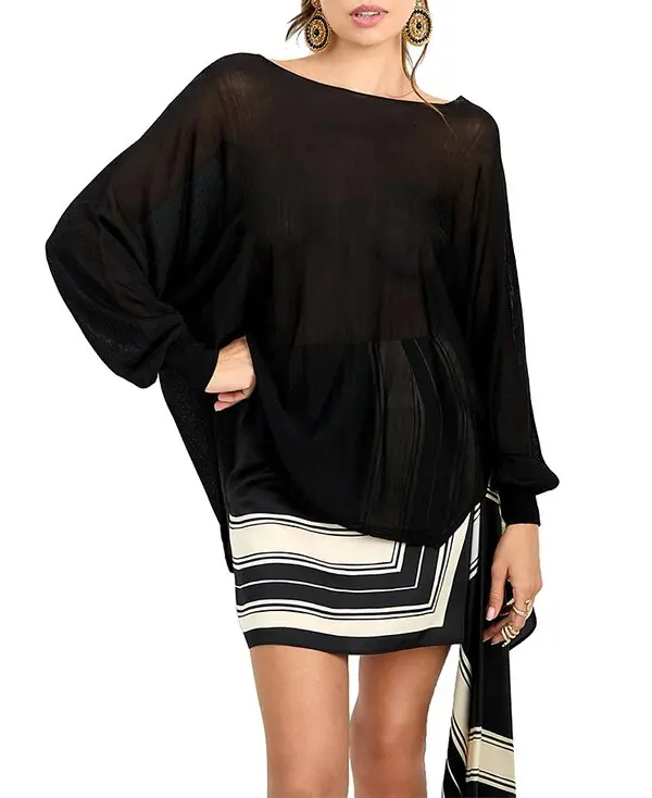 Trina Turk Long Sleeve Vino Pullover - Black