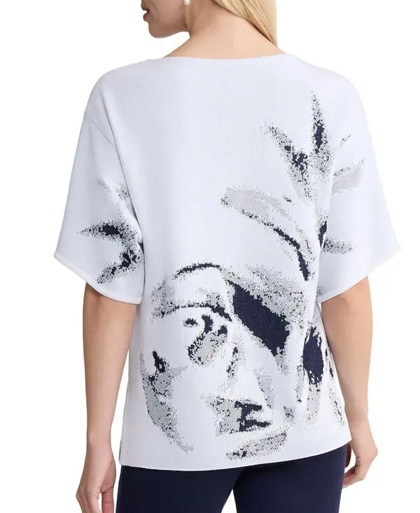 Ming Wang Abstract Print Soft Knit Tunic