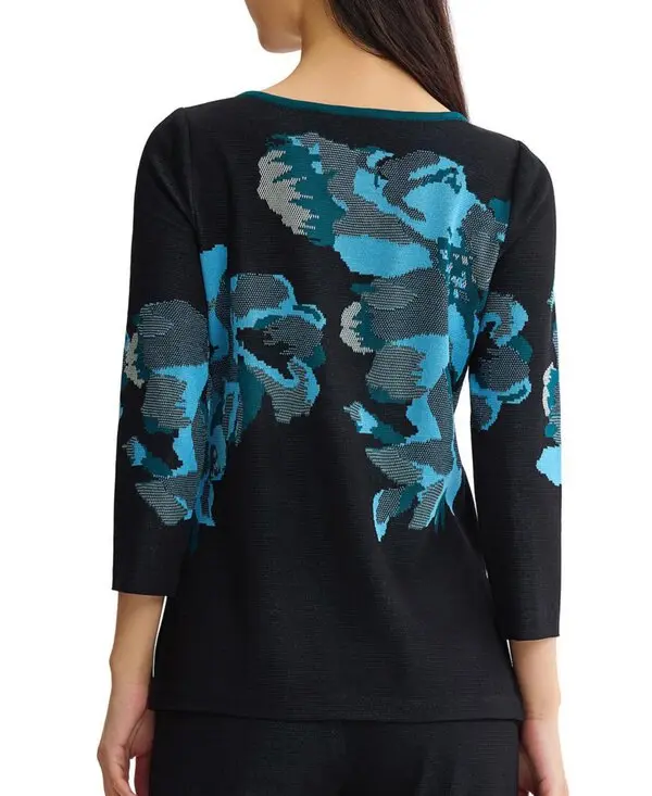 Ming Wang Floral Jacquard Soft Knit Tunic