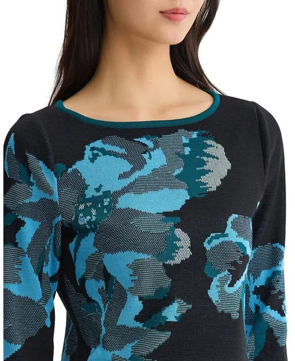 Ming Wang Floral Jacquard Soft Knit Tunic