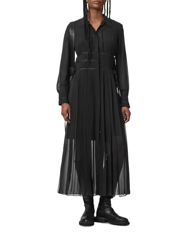 ALLSAINTS Kass Pleated Shirt Dress