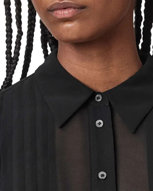 ALLSAINTS Minna Ruffled High Low Shirt - Black