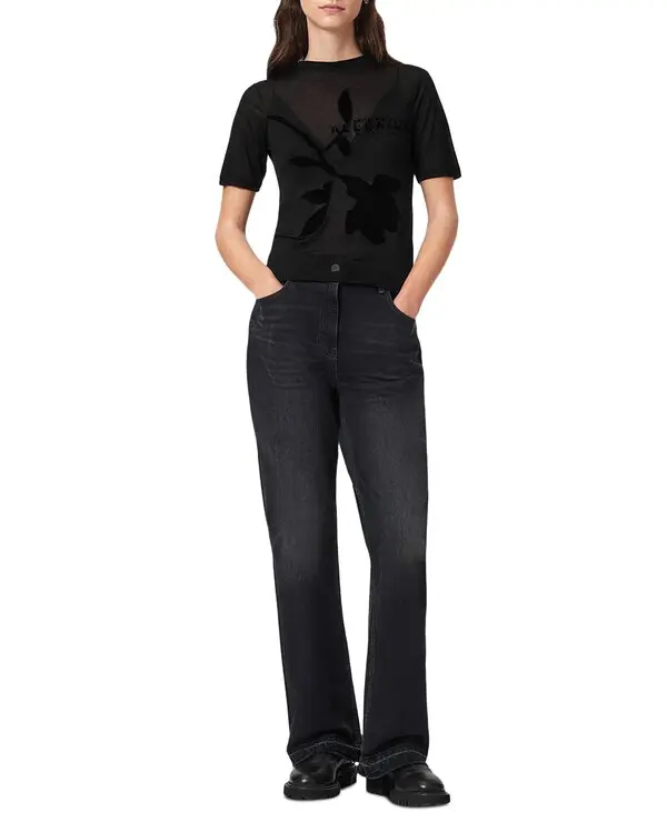 ALLSAINTS Athea Sheer Short Sleeve T-shirt - Black