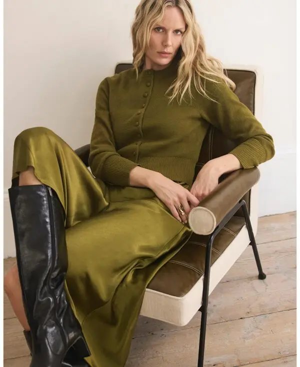 Mint Velvet Layered Satin Knit Midi Dress
