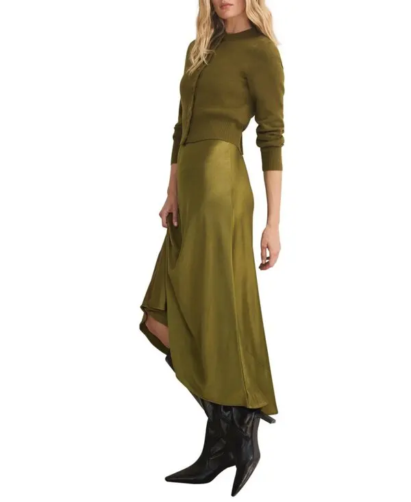Mint Velvet Layered Satin Knit Midi Dress