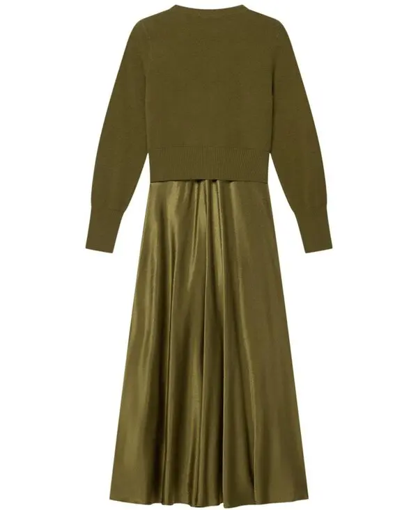 Mint Velvet Layered Satin Knit Midi Dress