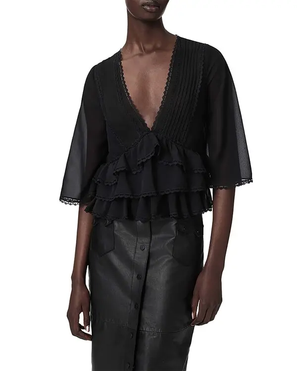 ALLSAINTS V-neck Ruffle Top
