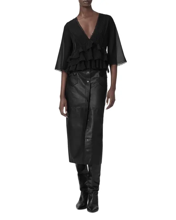 ALLSAINTS V-neck Ruffle Top