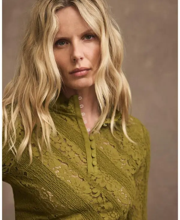 Mint Velvet Lace Detail High Neck Long Sleeve Top