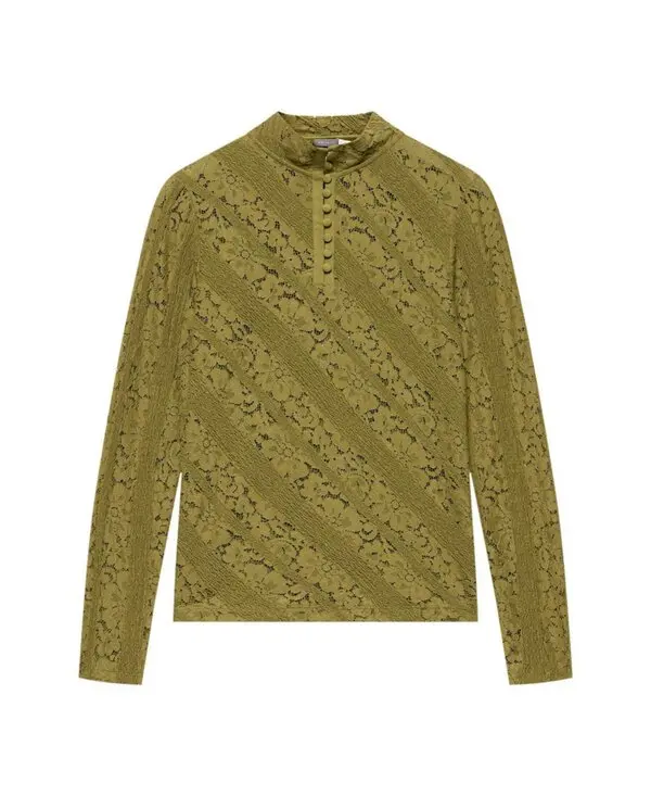 Mint Velvet Lace Detail High Neck Long Sleeve Top