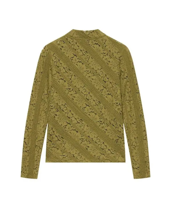 Mint Velvet Lace Detail High Neck Long Sleeve Top