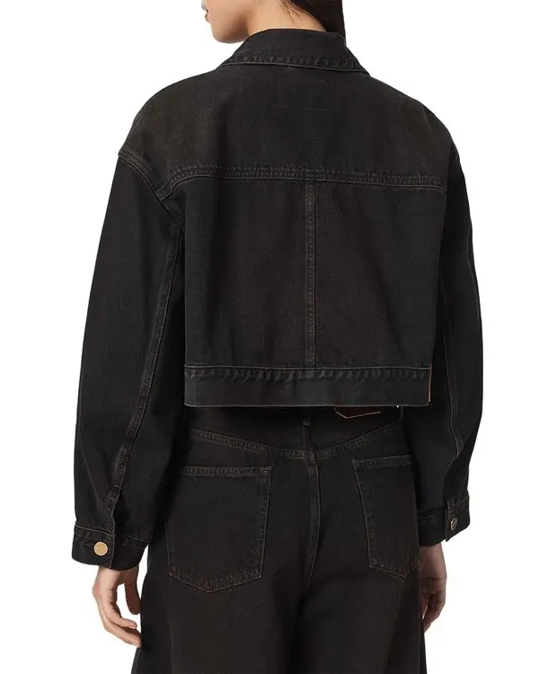 ALLSAINTS Blink Cotton Denim Cropped Jacket - Overdyed Brown