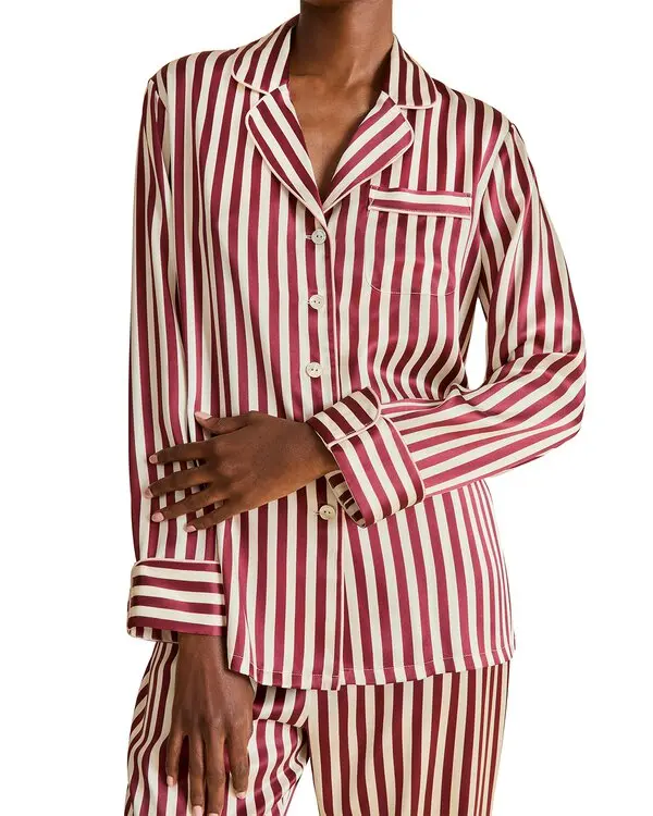 Olivia Von Halle Lila Silk Woven Long Sleeve Pajama Set