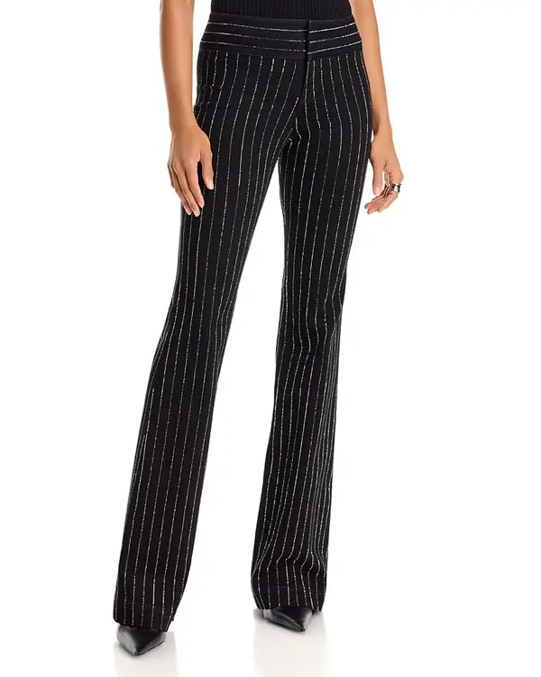 Alice + Olivia Mid Rise Flare Jeans - Black/clear Crystal