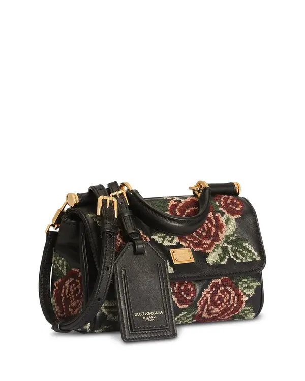 Dolce & Gabbana My Sicily Embroidered Leather Top Handle Bag