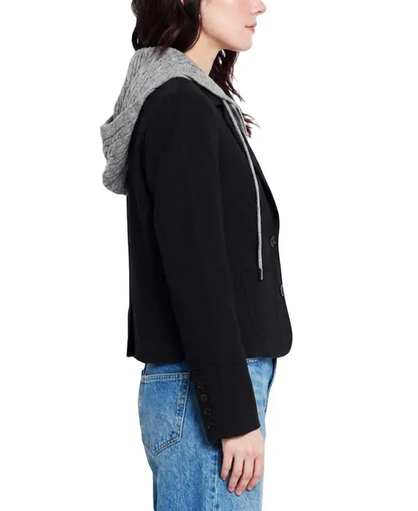 Central Park West Sienna Solid Jacket With Cable Hooded Dickey