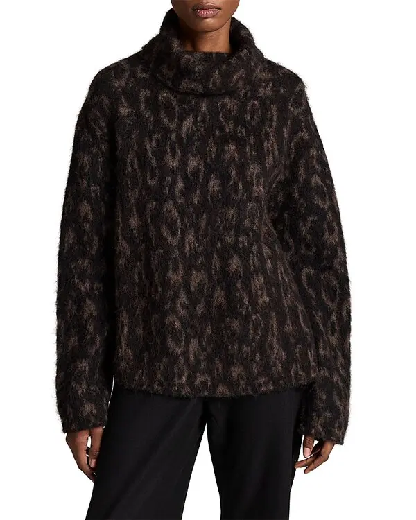 Vince Oversized Jacquard Turtleneck Sweater - H Grey Combo