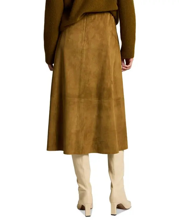 Vince Suede Midi Skirt - Moss Ochre