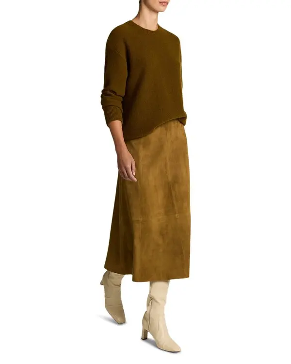 Vince Suede Midi Skirt - Moss Ochre