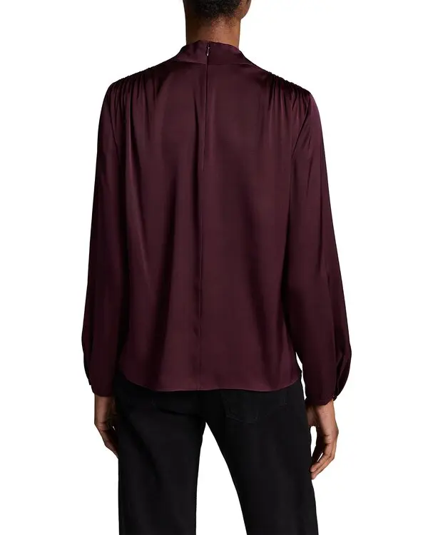 Vince Draped Cowl Neck Long Sleeve Top - Blackberry