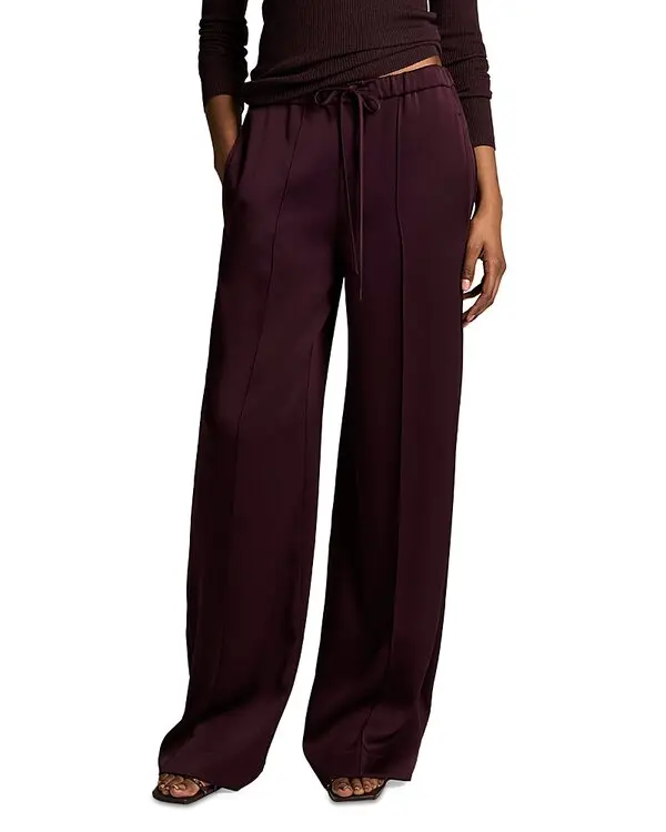Vince Mid Rise Tailored Drawstring Pants - Blackberry