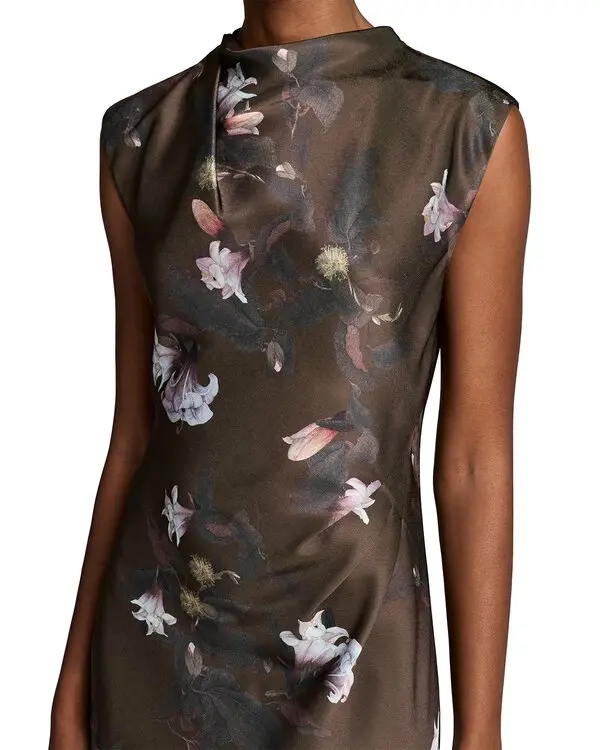 Vince Lily Vine Draped Funnel Neck Dress
