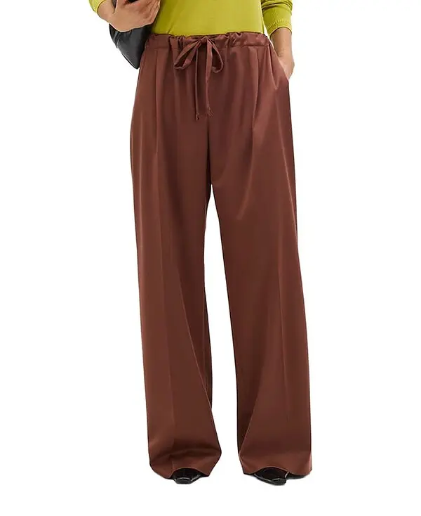 Another Tomorrow Wool Drawcord Pant - Cinnamon