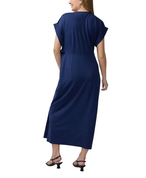 INGRID & ISABEL Short Sleeve Knit Wrap Maternity Midi Dress