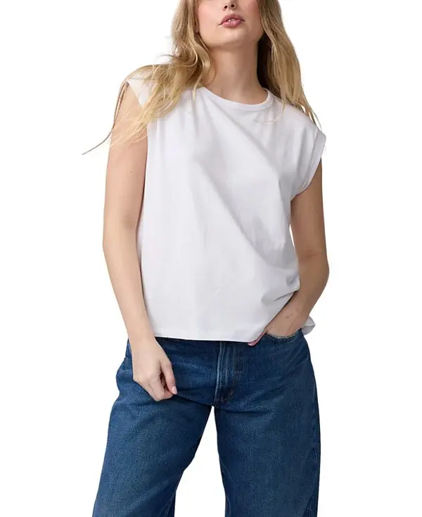 INGRID & ISABEL Relaxed Crew Neck Cotton Maternity Tank - White