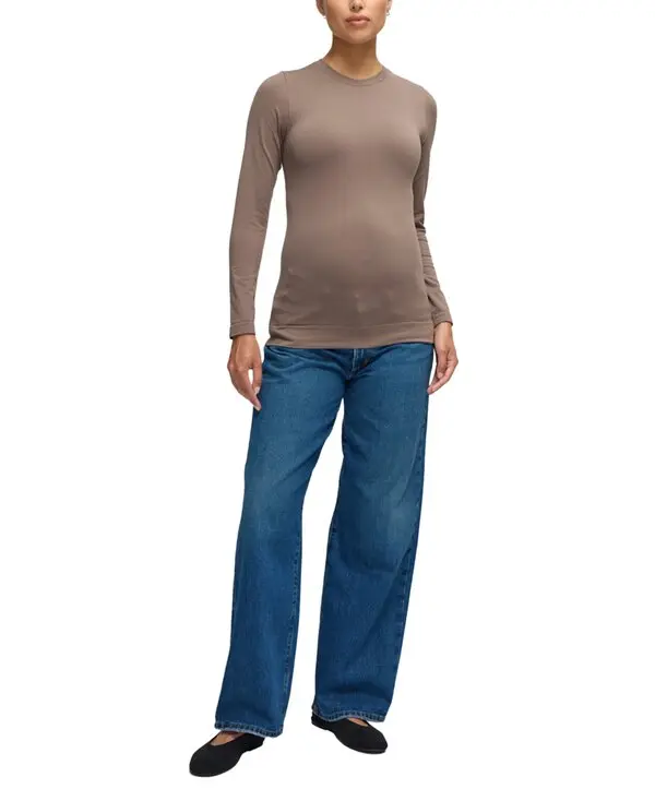 INGRID & ISABEL Seamless Maternity Rib Long Sleeve Crew Tee 2 Pack