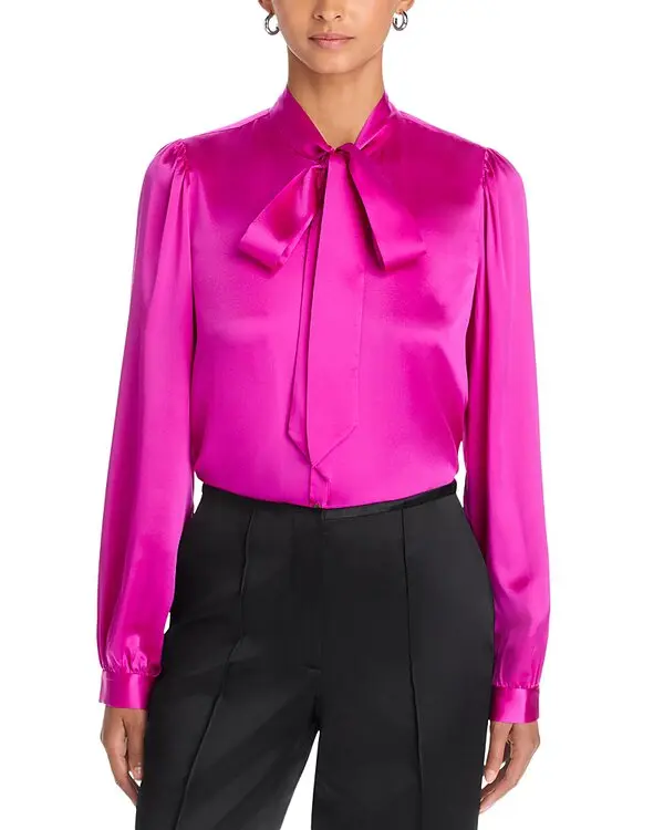 Ramy Brook Theresa Stretch Silk Blouse - Raspberry