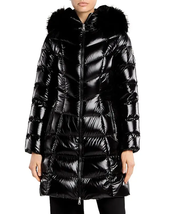Moncler Hooded Down Jacket With Fur Trim