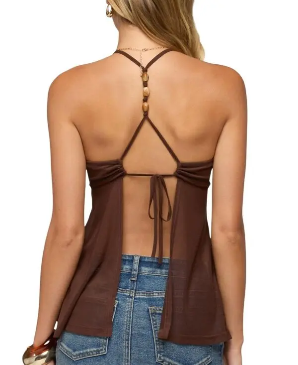 EDIKTED Alesi Beaded Tie Back Top