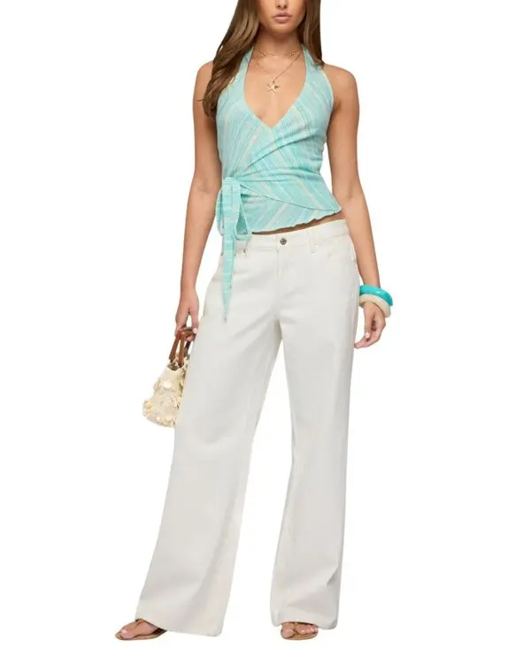 EDIKTED Striped Wrap Halter Top