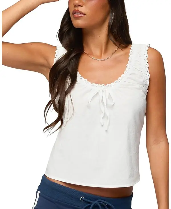 EDIKTED Edyth Tie Front Cotton Tank Top