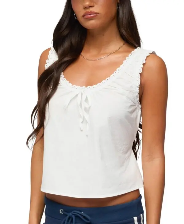 EDIKTED Edyth Tie Front Cotton Tank Top