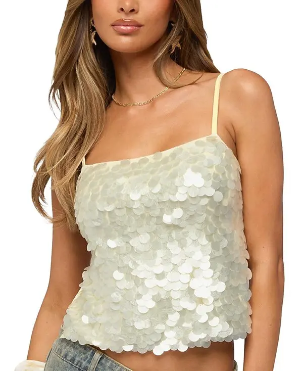 EDIKTED Macy Backless Sequin Top
