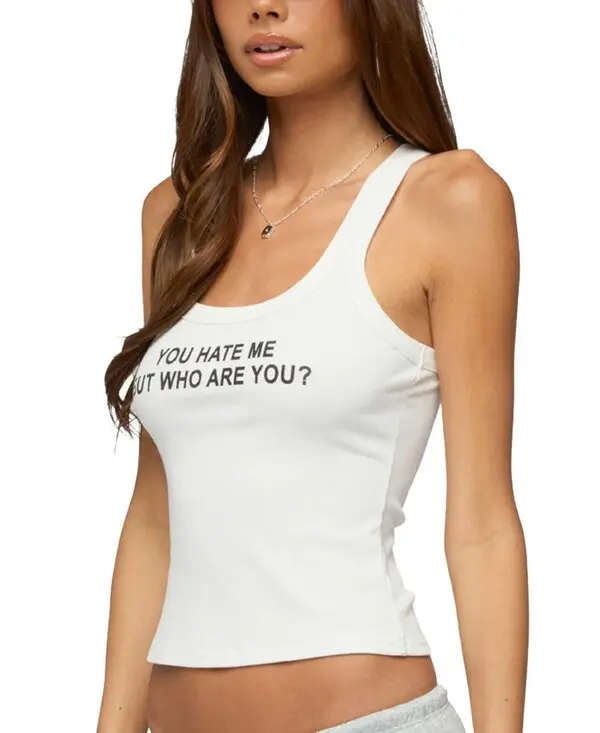 EDIKTED Who Are You" Ribbed Tank Top