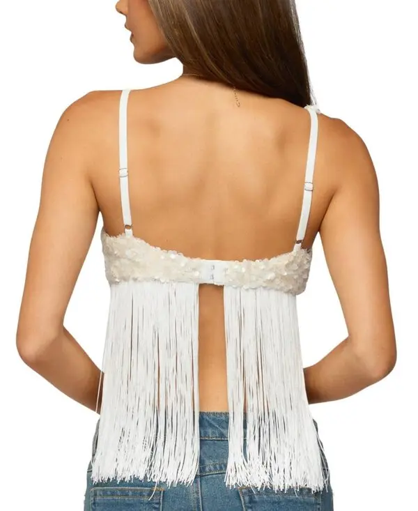 EDIKTED Petrah Sequin Fringed Bra Top