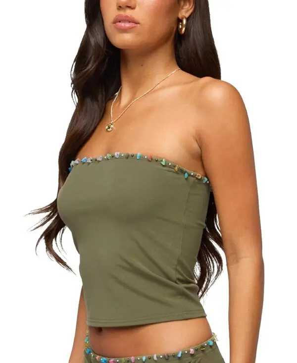 EDIKTED Monroah Bead Strapless Top