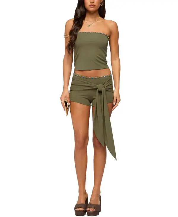 EDIKTED Monroah Bead Strapless Top