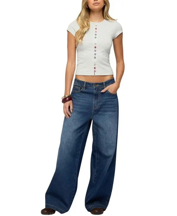 EDIKTED Mixed Button Up T-shirt